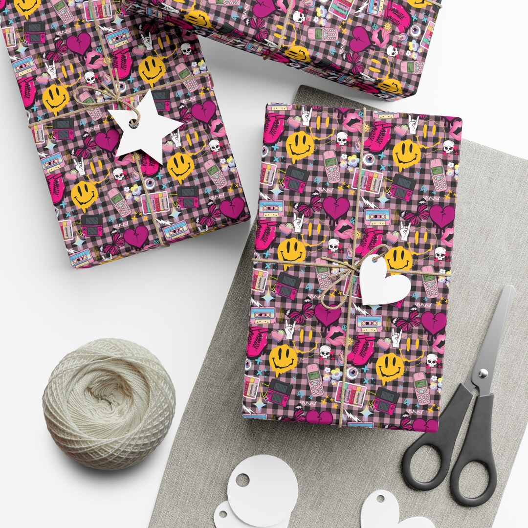 Millennial Y2K Punk Gift Wrap Paper90s Nostalgia Wrapping Paperteen ...
