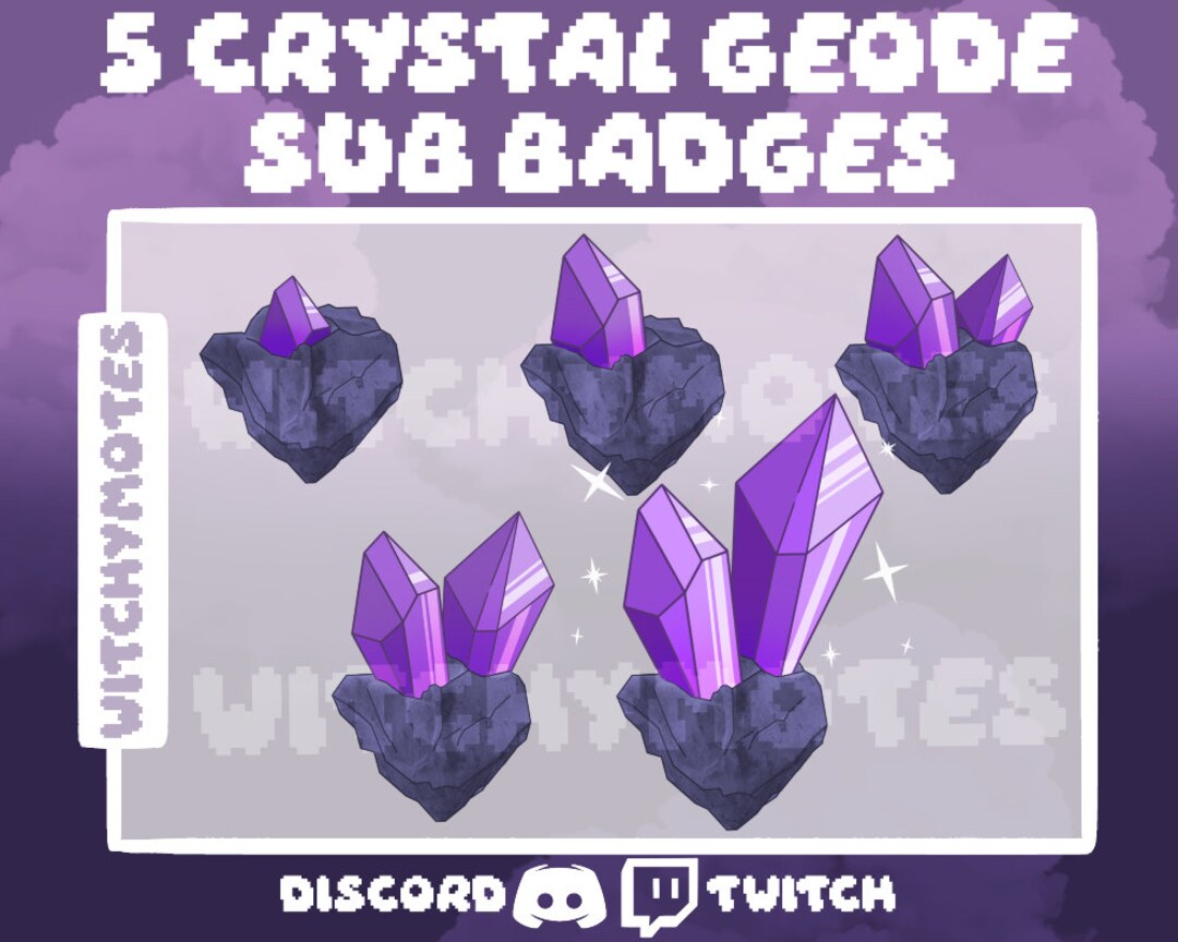 5x Cute Purple Crystal Geode Sub / Bit / Channel Point Badge for ...