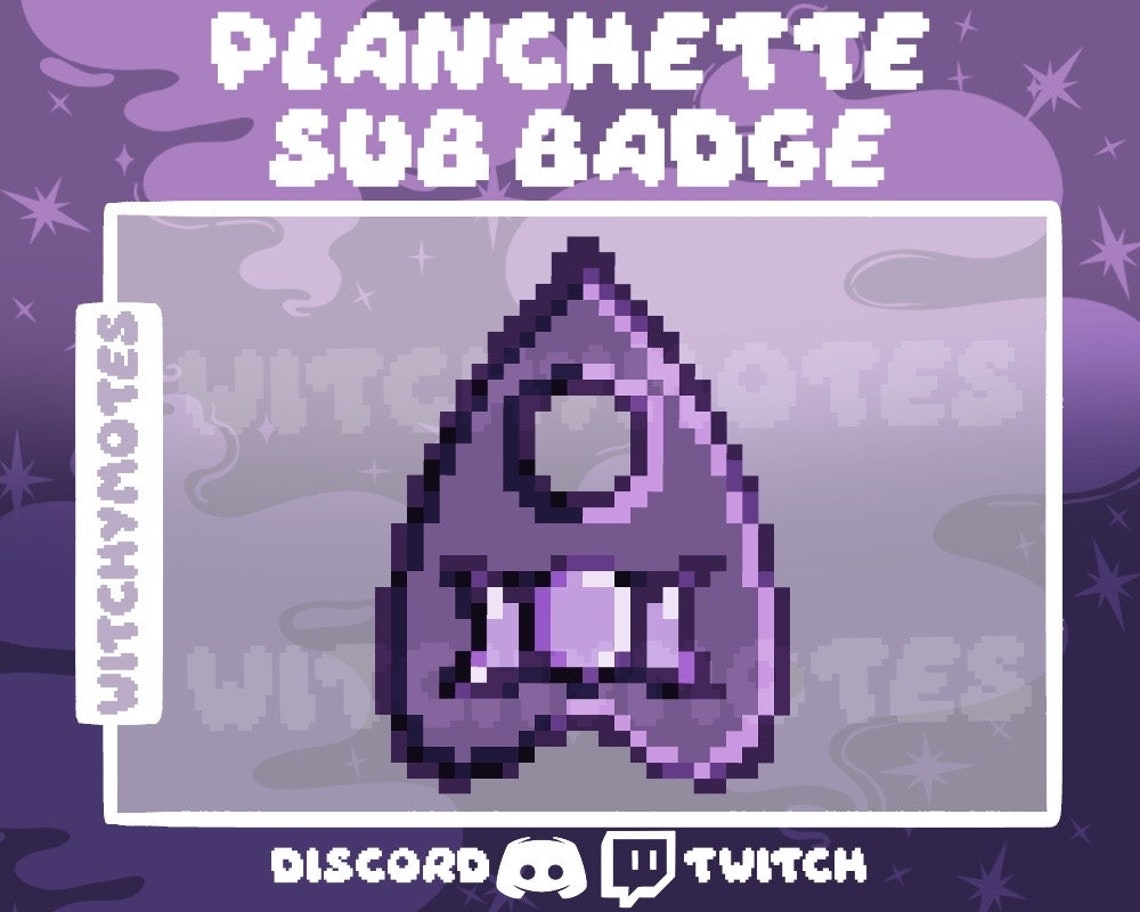 8-bit Pixel Magical Moon Planchette Sub / Bit / Channel Point Badge for ...