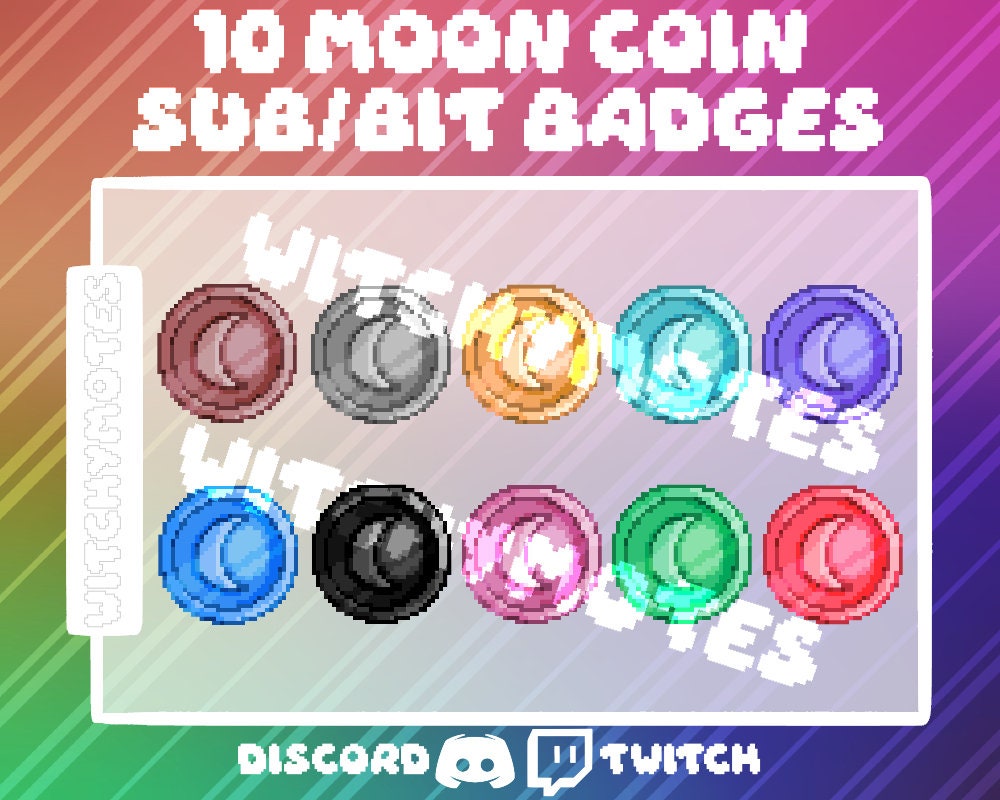 10x 8-bit Pixel Lunar Coin Sub / Bit / Channel Point Badge for ...