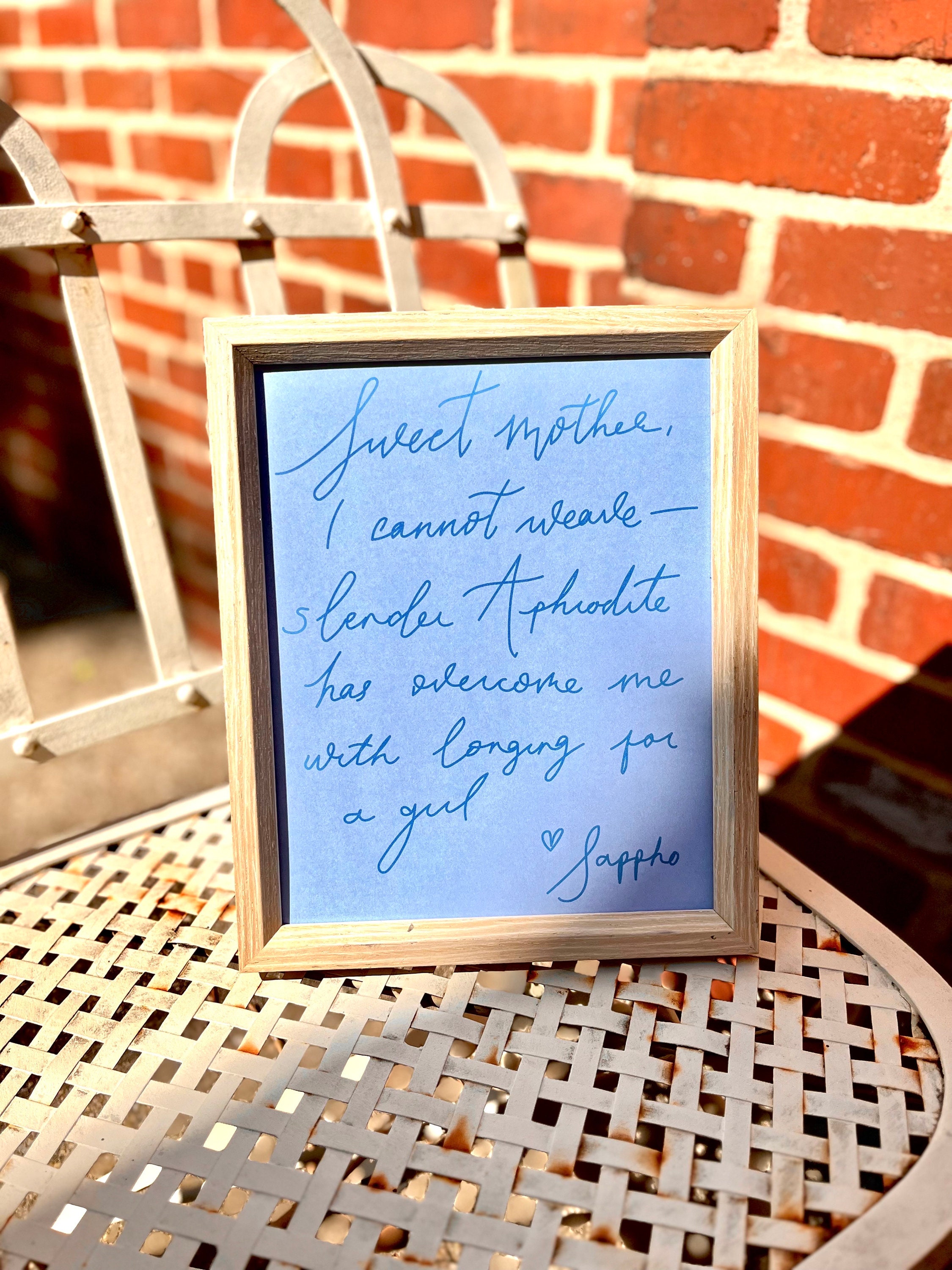 Sappho Poem Print Art Print Sappho Quote Art Print Unique Art Print ...