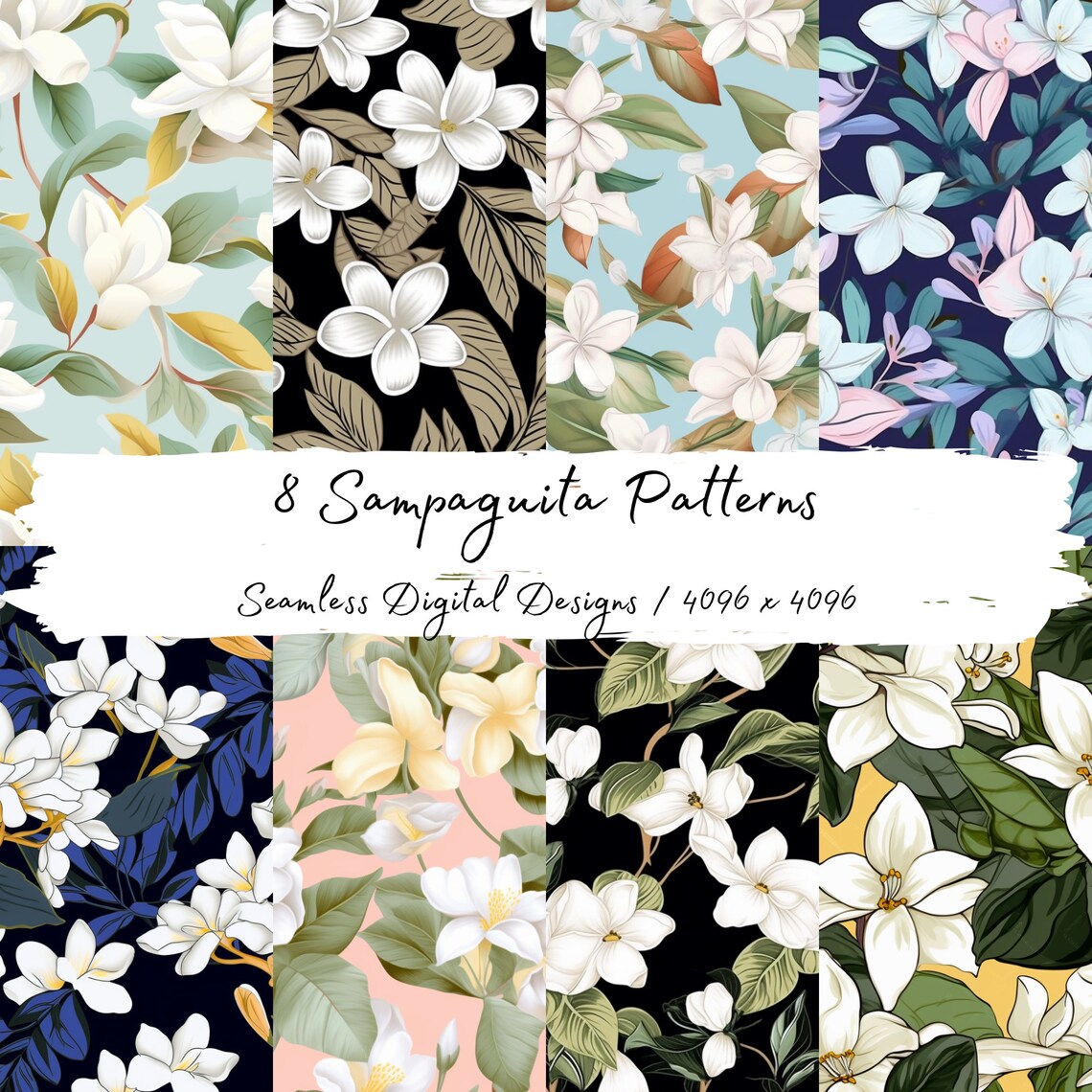 Sampaguita, Philippines National Flower, Seamless Patterns, Floral Art ...