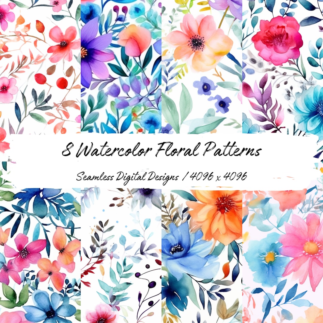 Watercolor Floral Digital Paper, Seamless Flower Pattern, Flower Prints ...