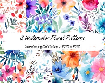 Watercolor Floral Digital Paper - SEAMLESS - Etsy