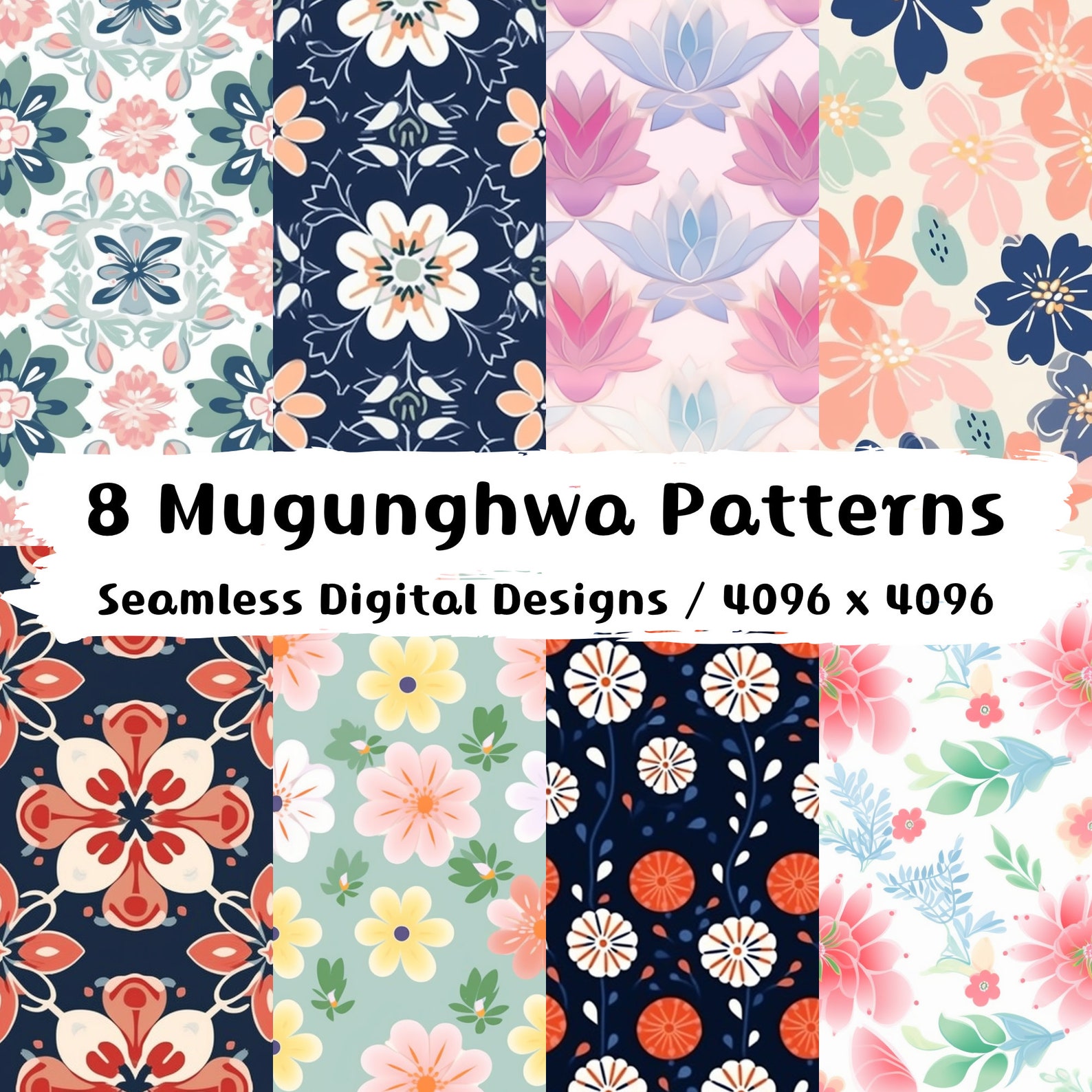 Mugunghwa, Korean National Flower, Seamless Patterns, Floral Art ...