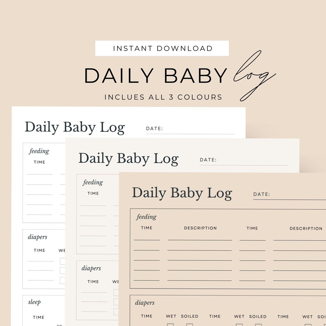 Baby Feeding Tracker Printable Newborn Daily Planner Minimal Baby ...