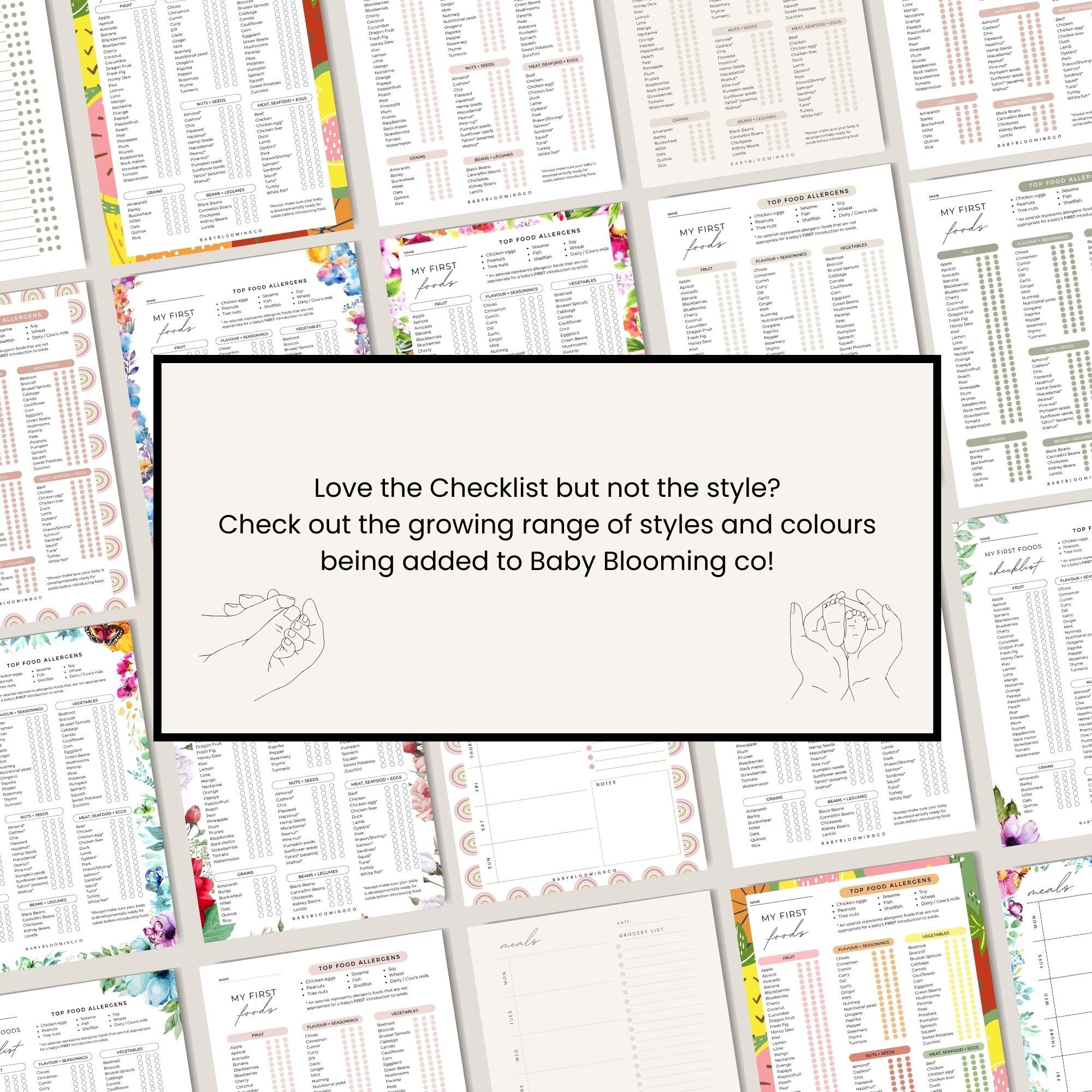 Baby 1st Foods Checklist Baby Led Weaning Guide Starting Solids First ...