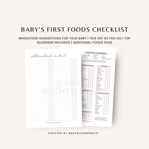 101 Foods Before One Baby First Food Checklist Blush Pink Baby Food ...