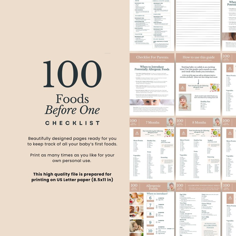 Baby's First 100 Foods Checklist Starting Solids Meal Planner ...