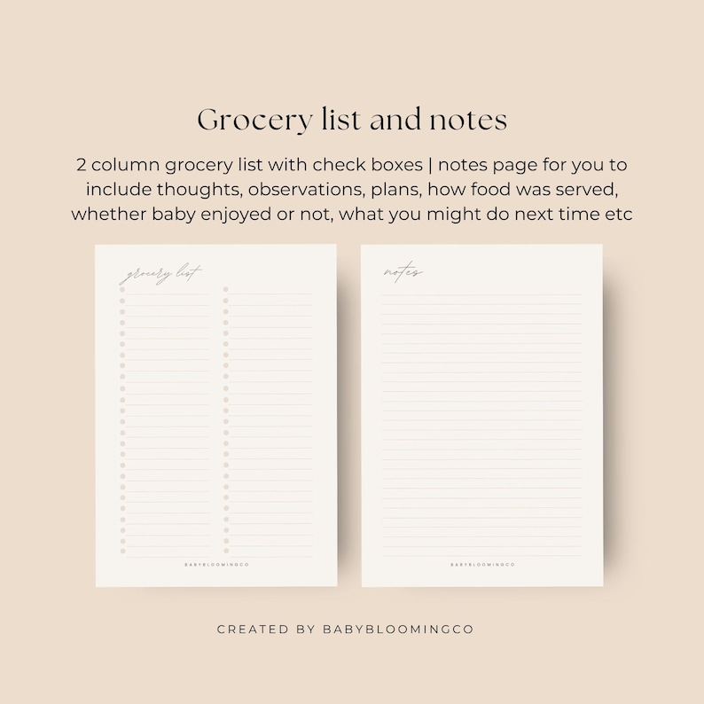 Baby First Food Chart Meal Plan PDF Neutral Baby Food Tracker Starting ...