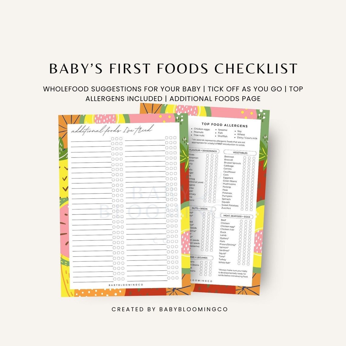 101 Before One Printable Baby Food Tracker Baby Meal Plan First Food ...