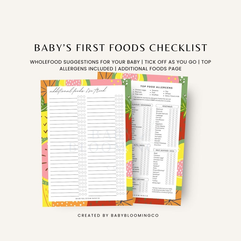 101 Before One Printable Baby Food Tracker Baby Meal Plan First Food ...