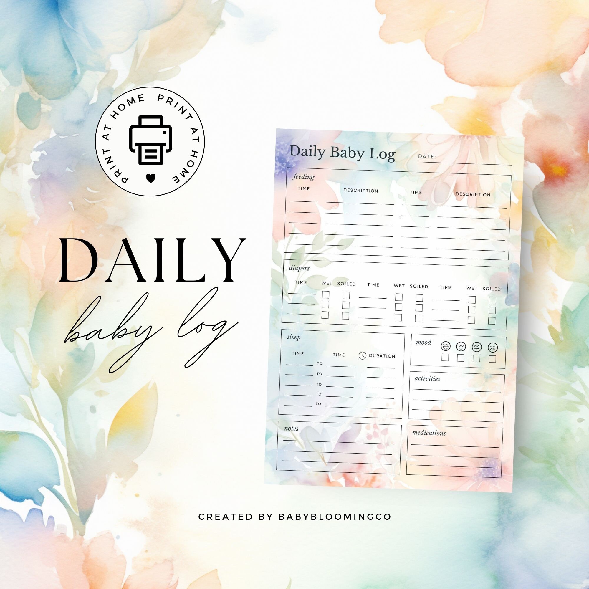 Baby Daily Logbook Schedule Printable Newborn Tracker Minimal Baby ...