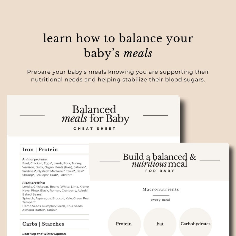 Balanced Meals for Baby - Quick Reference Guide for Parents / Healthy ...