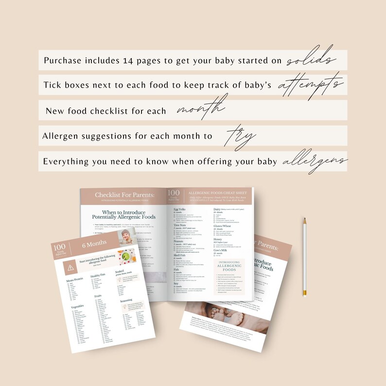 100 Foods Before One Chart First Food Tracker Checklist Starting Solids ...