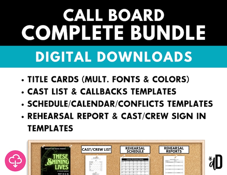 Complete Bundle | Instant Theatre Call Board Template Collection With ...