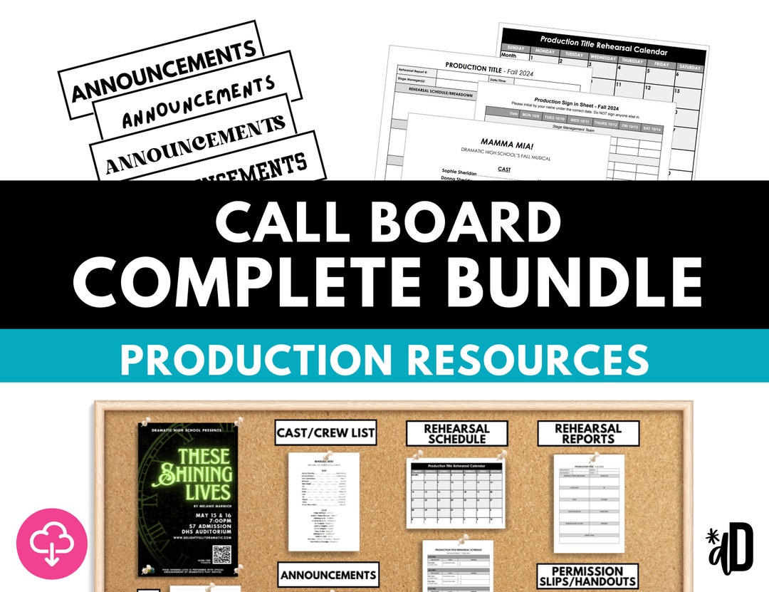 Complete Bundle | Instant Theatre Call Board Template Collection With ...