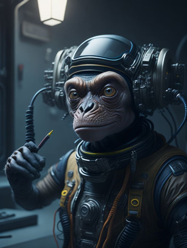 Space Monkey Digital Art / Instant Download / 10st / SVG / PNG / Space ...