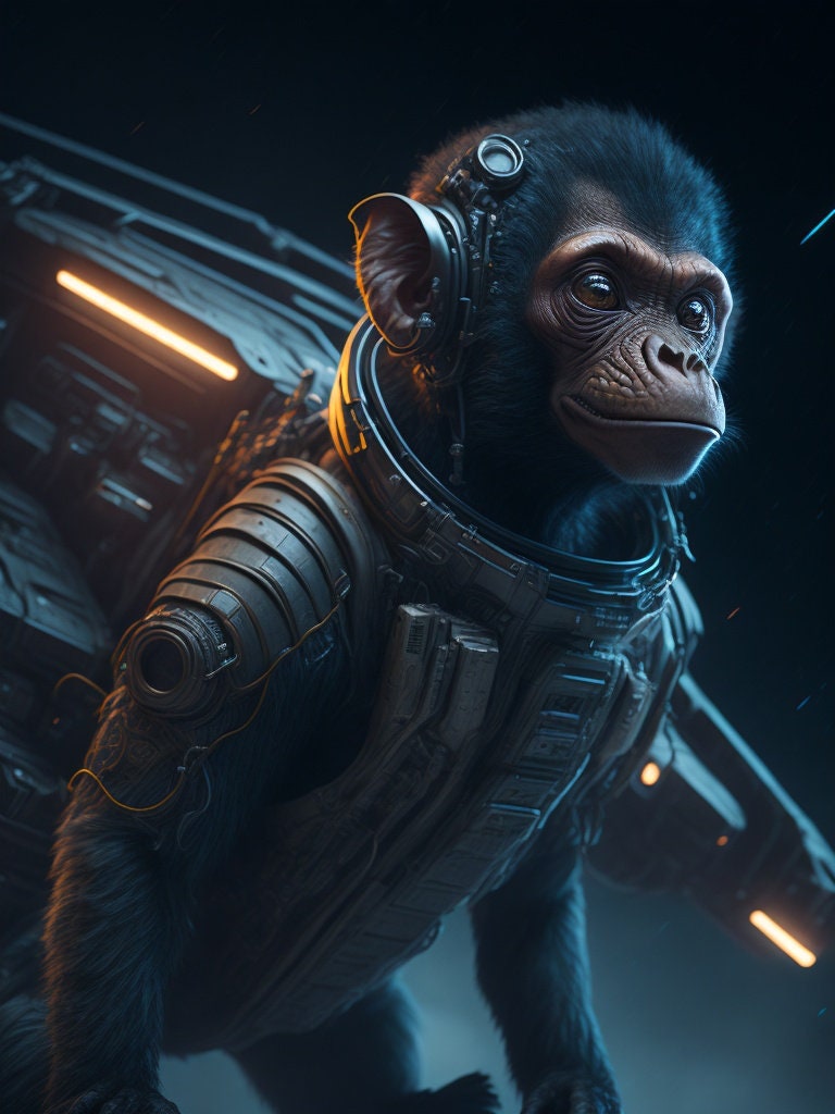 Space Monkey Digital Art / Instant Download / 10st / SVG / PNG / Space ...