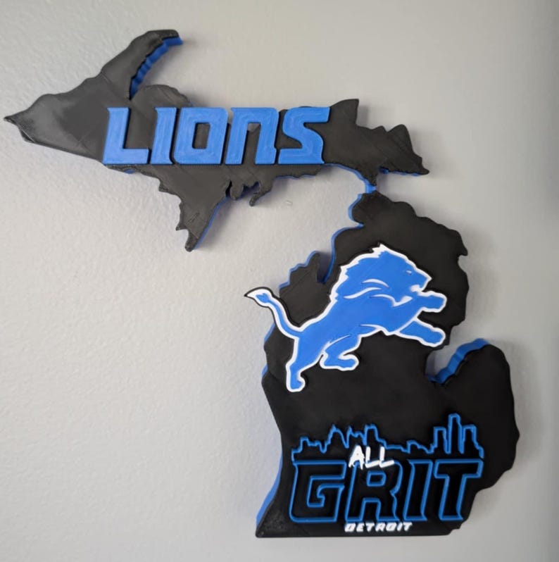 3d Printed Detroit Lions Michigan Decor - Etsy