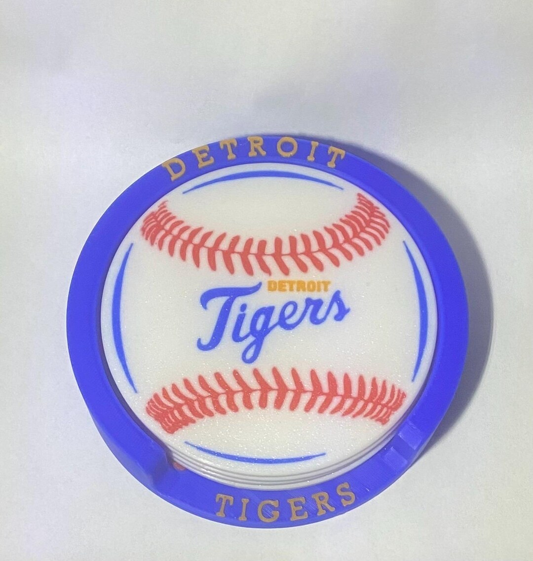 3D Printed Four Detroit Tiger’s Coasters With Carting Case - Etsy