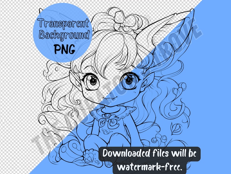 Kawaii Anime Fox Girl Coloring Page for Kids, Chibi Style Line Art ...