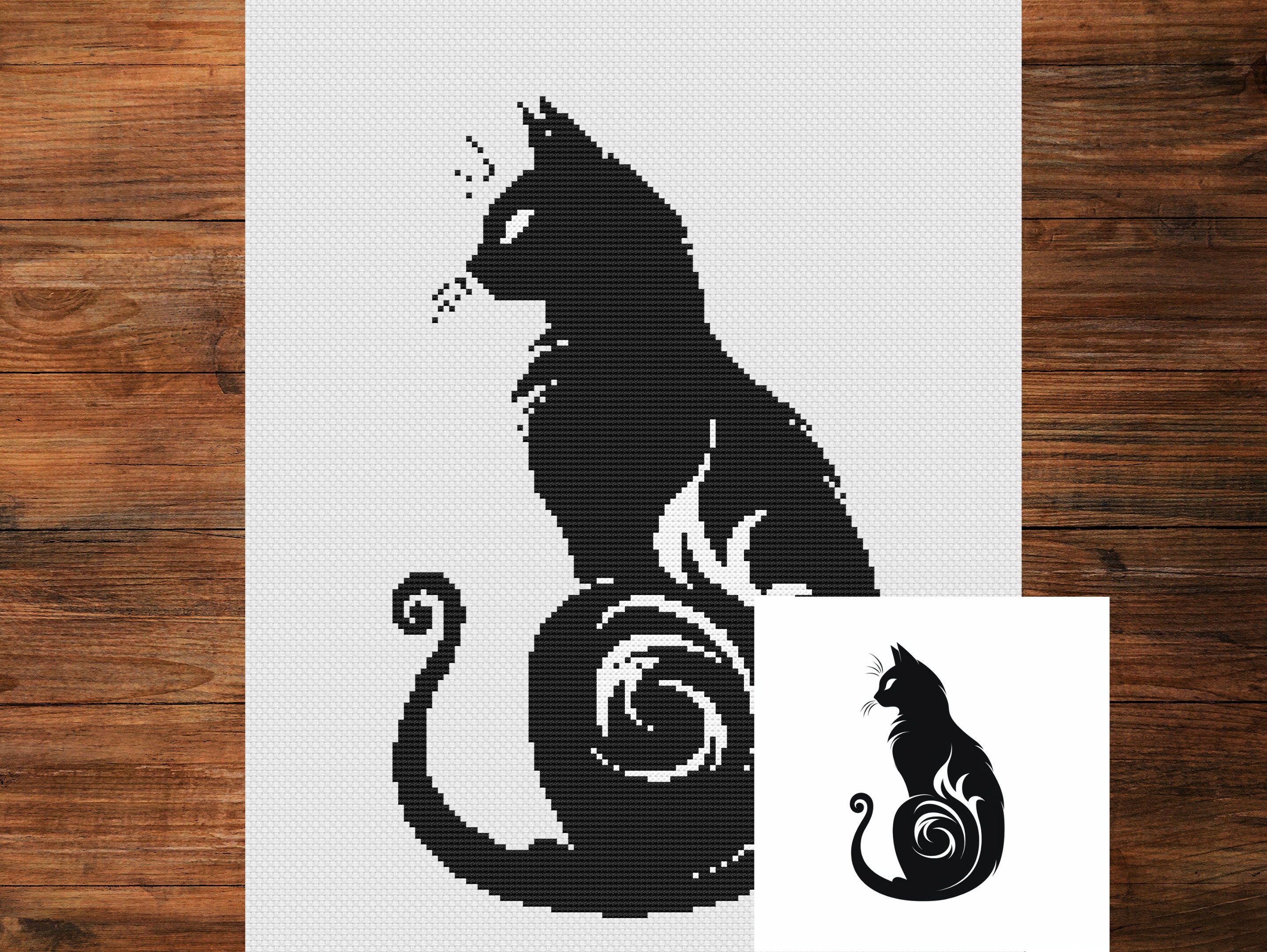 Easy Cat Silhouette Cross Stitch Design for Beginners, Pattern Keeper ...