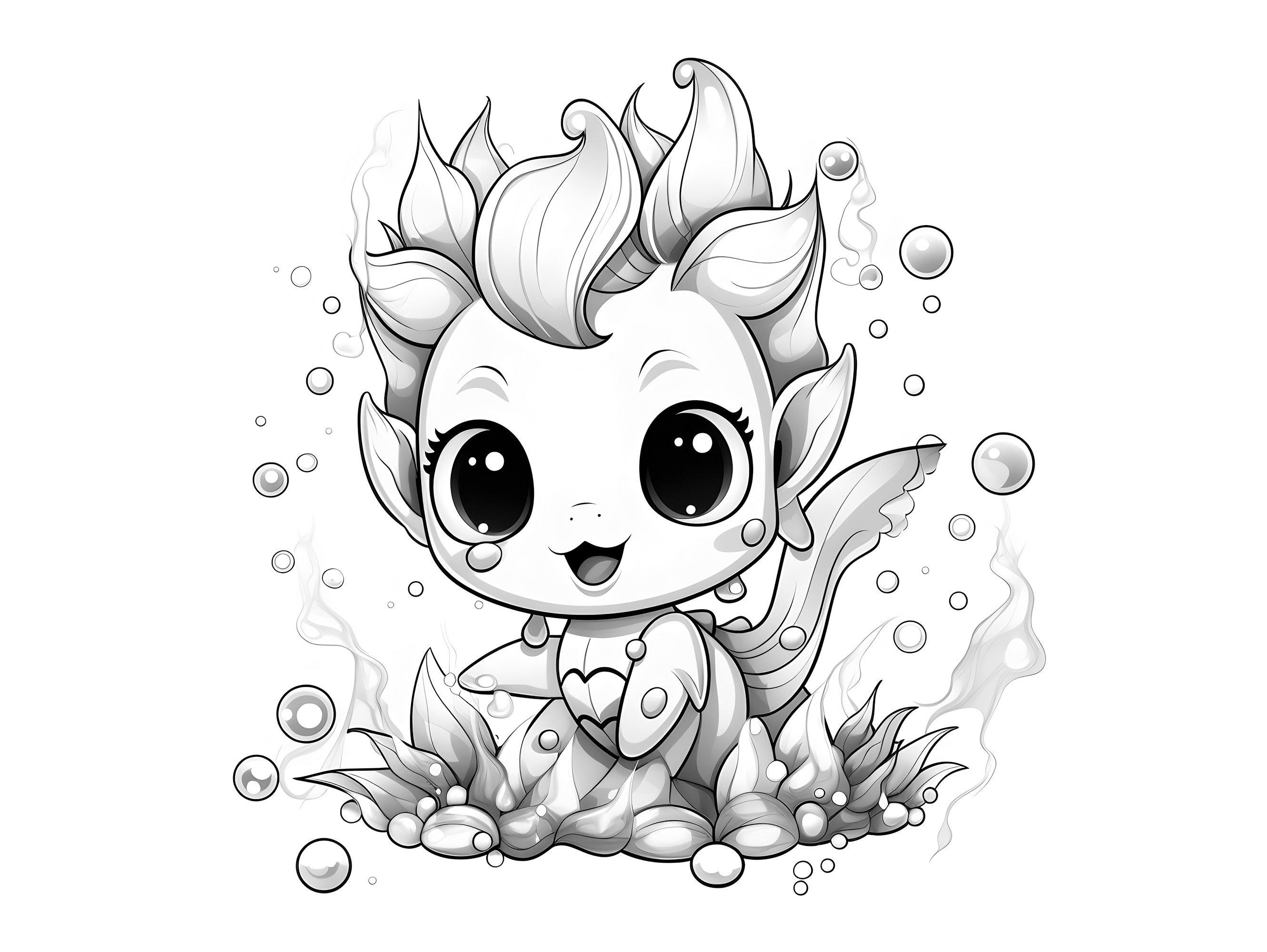 Kawaii Fish Coloring Page for Kids Printable PDF Download - Etsy