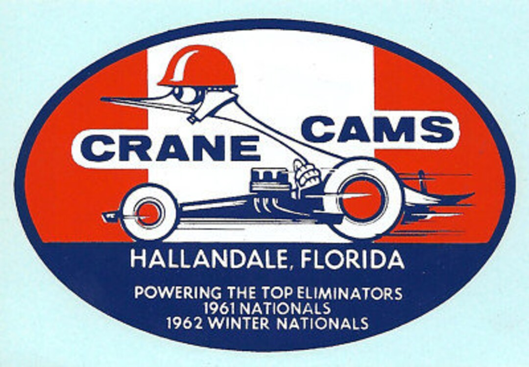 3x4 Inch Crane Cams 60's Logo Hot Rod, Gasser NHRA Style Decal Sticker ...