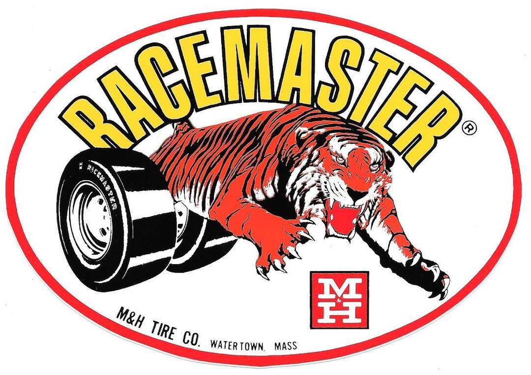 4x2.8 Inch M&H Racemaster Tiger Paw Logo Hot Rod, Gasser NHRA Style ...