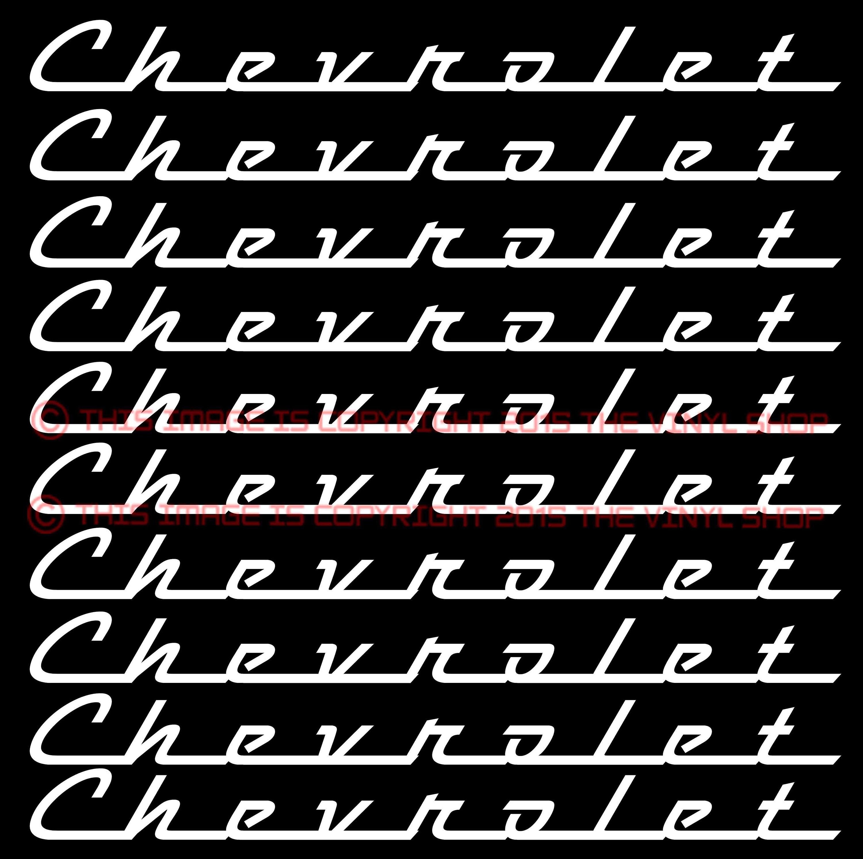 X10 Chevrolet Script 60's Style Decal Sticker 9 Inches Wide HOT ROD ...