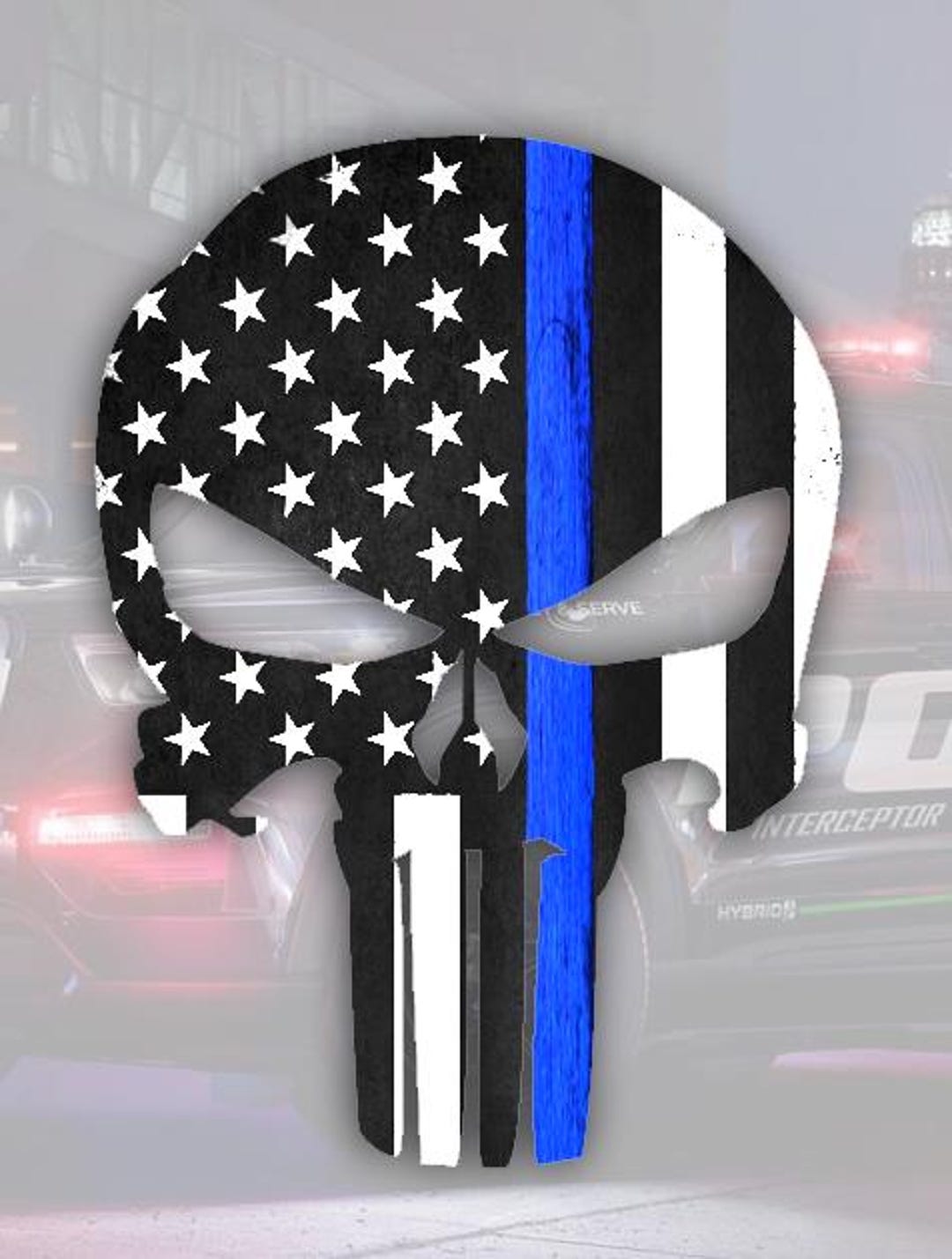 2 Inch Tall Skull Police Thin Blue Line 3M Decal Sticker Police, Law ...