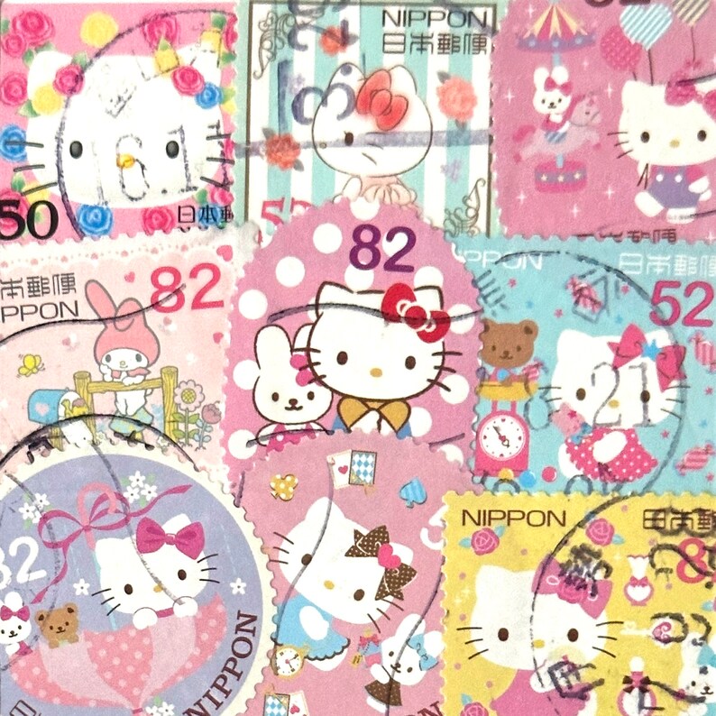 Handmade Hello Kitty Greeting Card Crafted With Authentic Postage ...