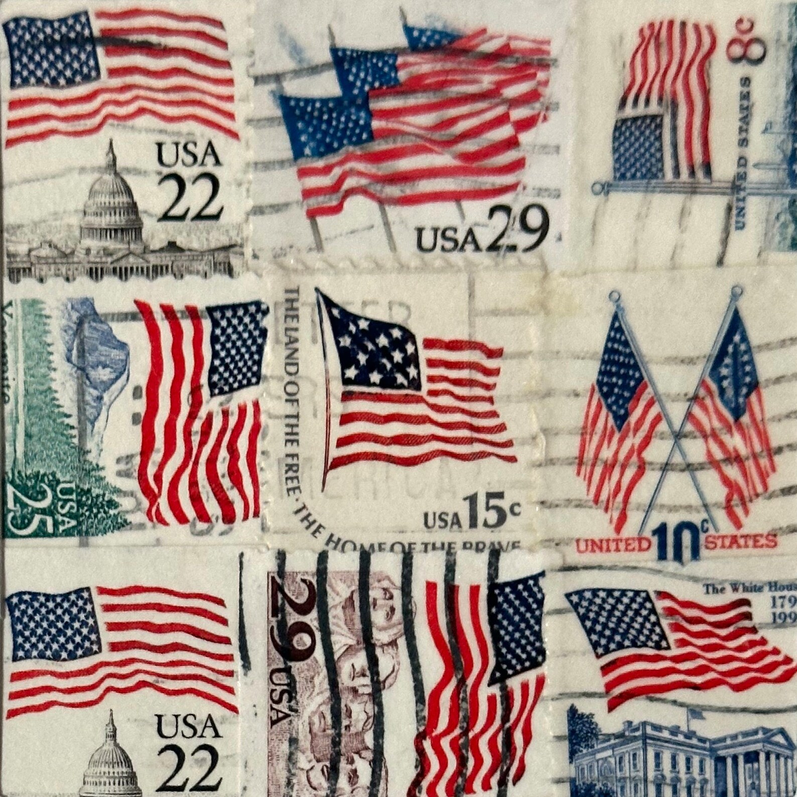 Handmade USA / America Greeting Card Made With Authentic USA Vintage ...