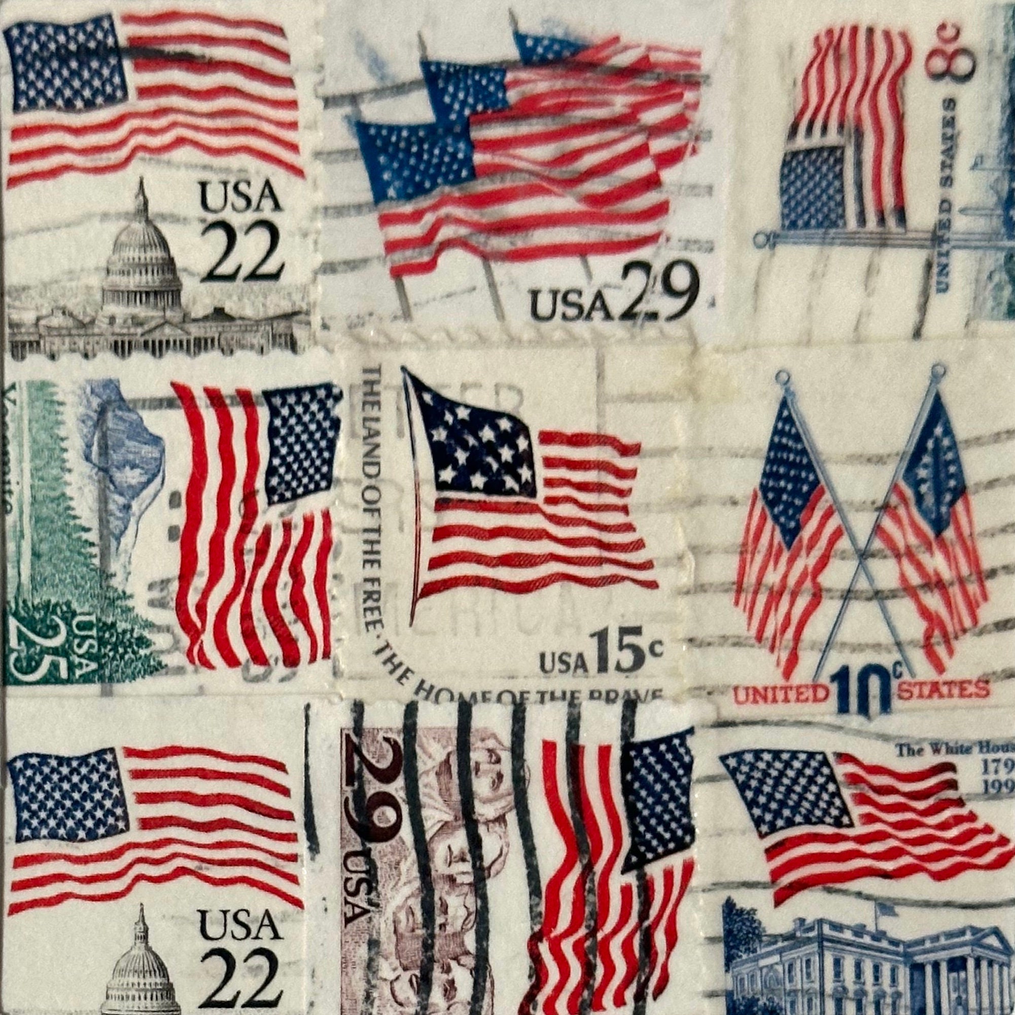 Handmade USA / America Greeting Card Made With Authentic USA Vintage ...