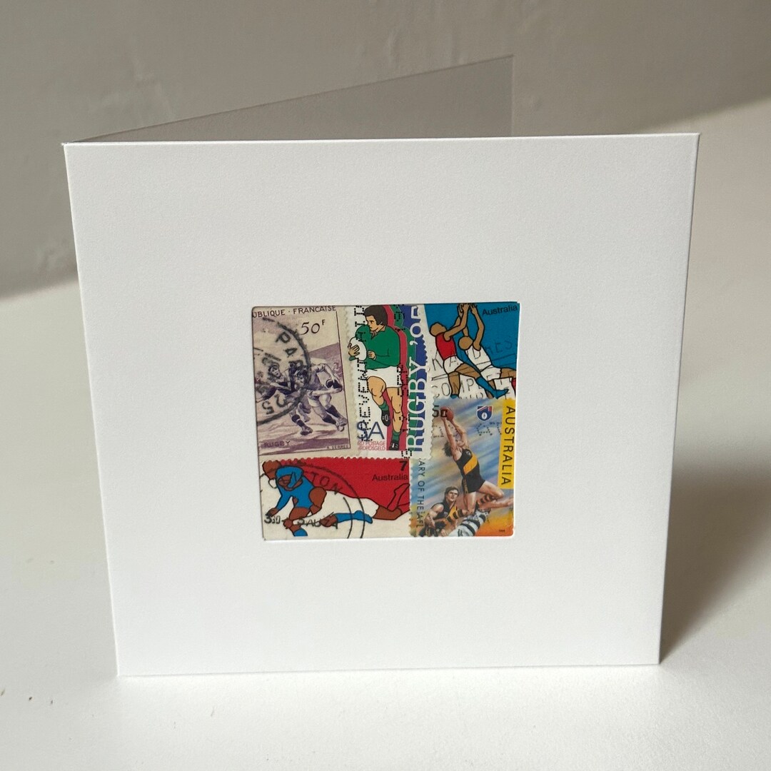 Handmade RUGBY Greeting Card Crafted With Authentic Postage - Etsy UK