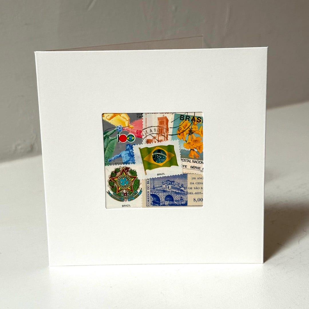 Handmade BRAZIL / Brazilian Greeting Card - Made With Authentic Postage ...