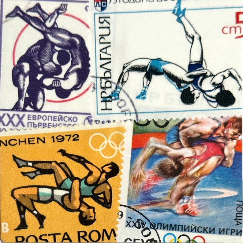 Handmade WRESTLER / WRESTLING Greeting Card Made With Authentic Postage ...