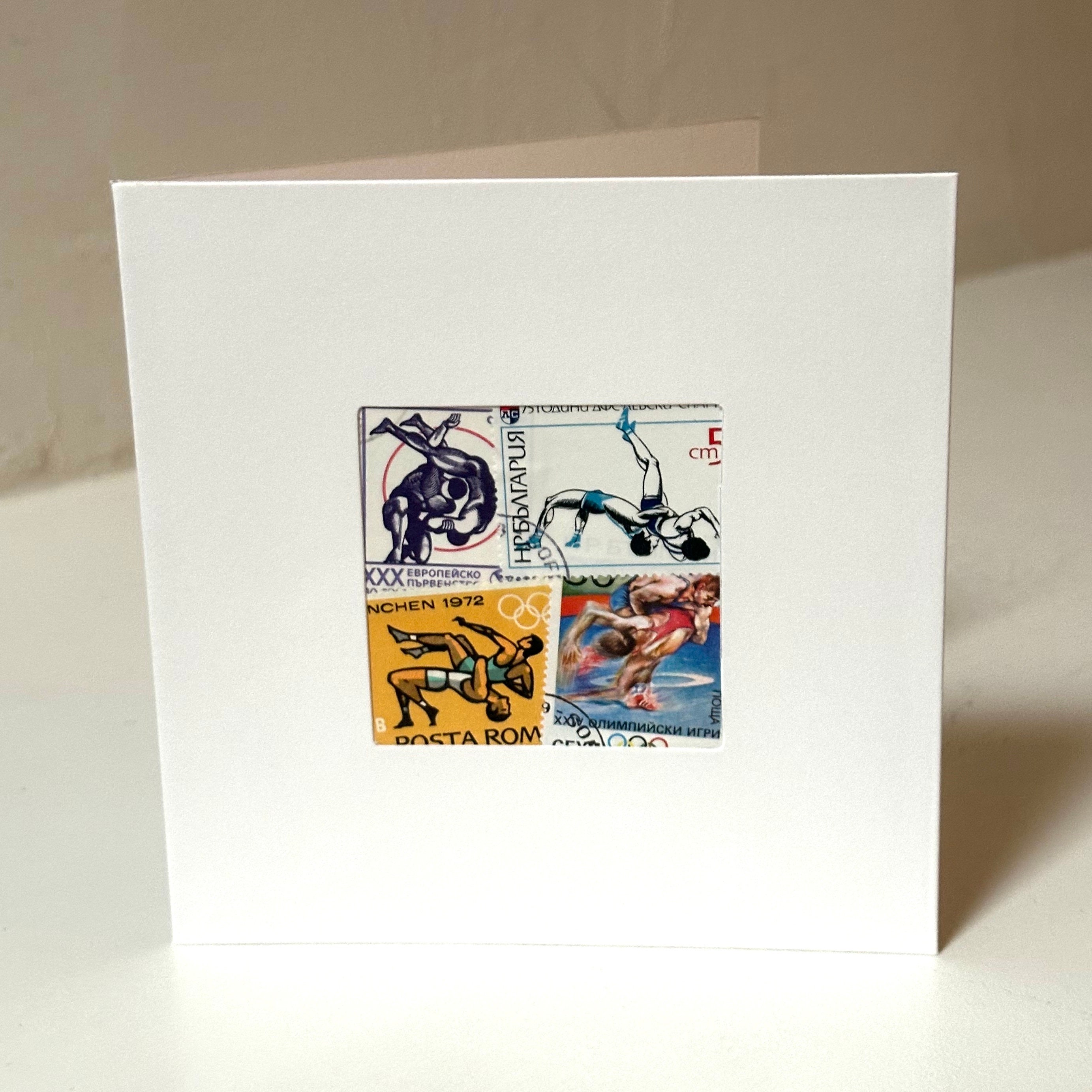 Handmade WRESTLER / WRESTLING Greeting Card Made With Authentic Postage ...