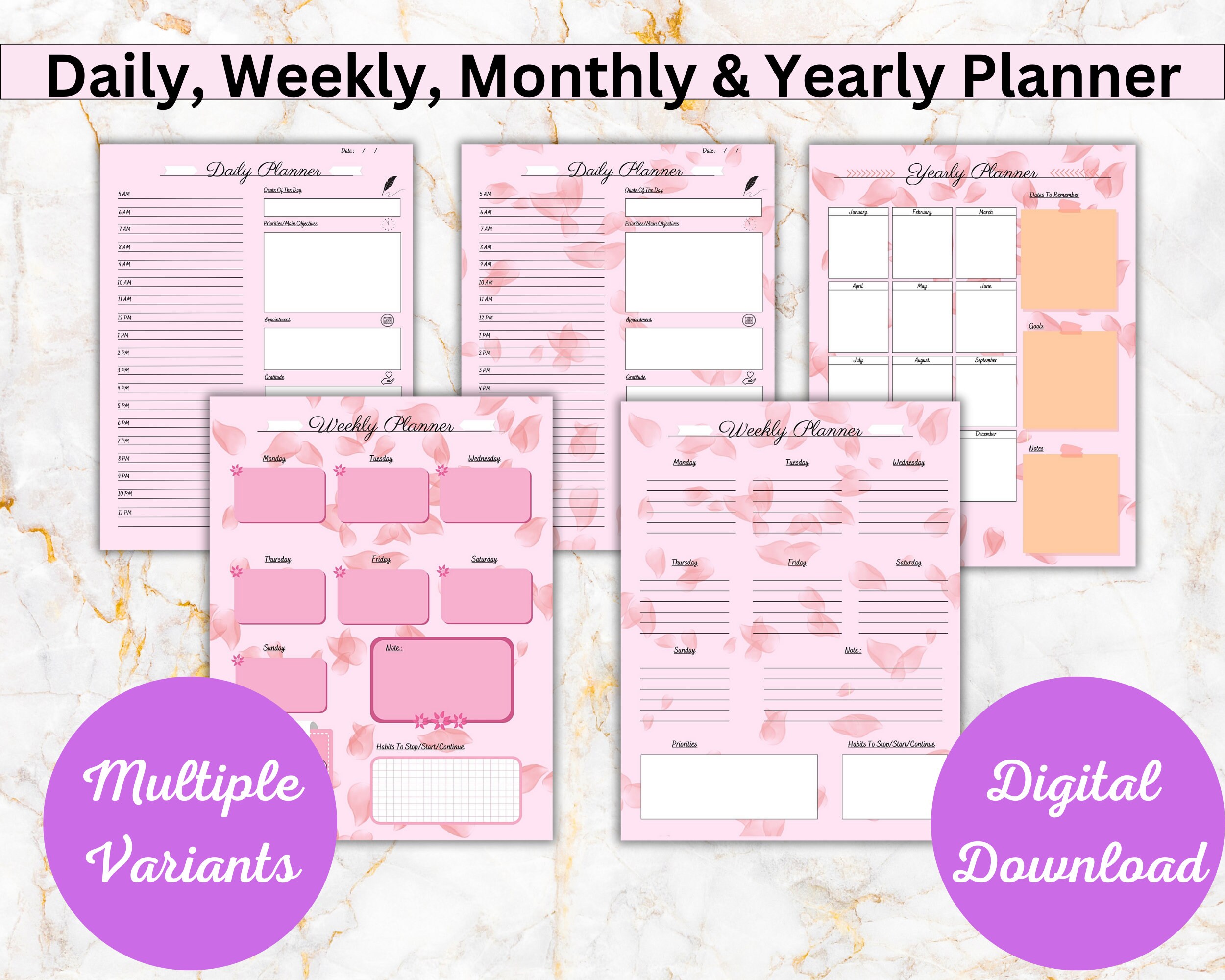 Digital Printable Undated Planner Bullet Journal to Do List - Etsy