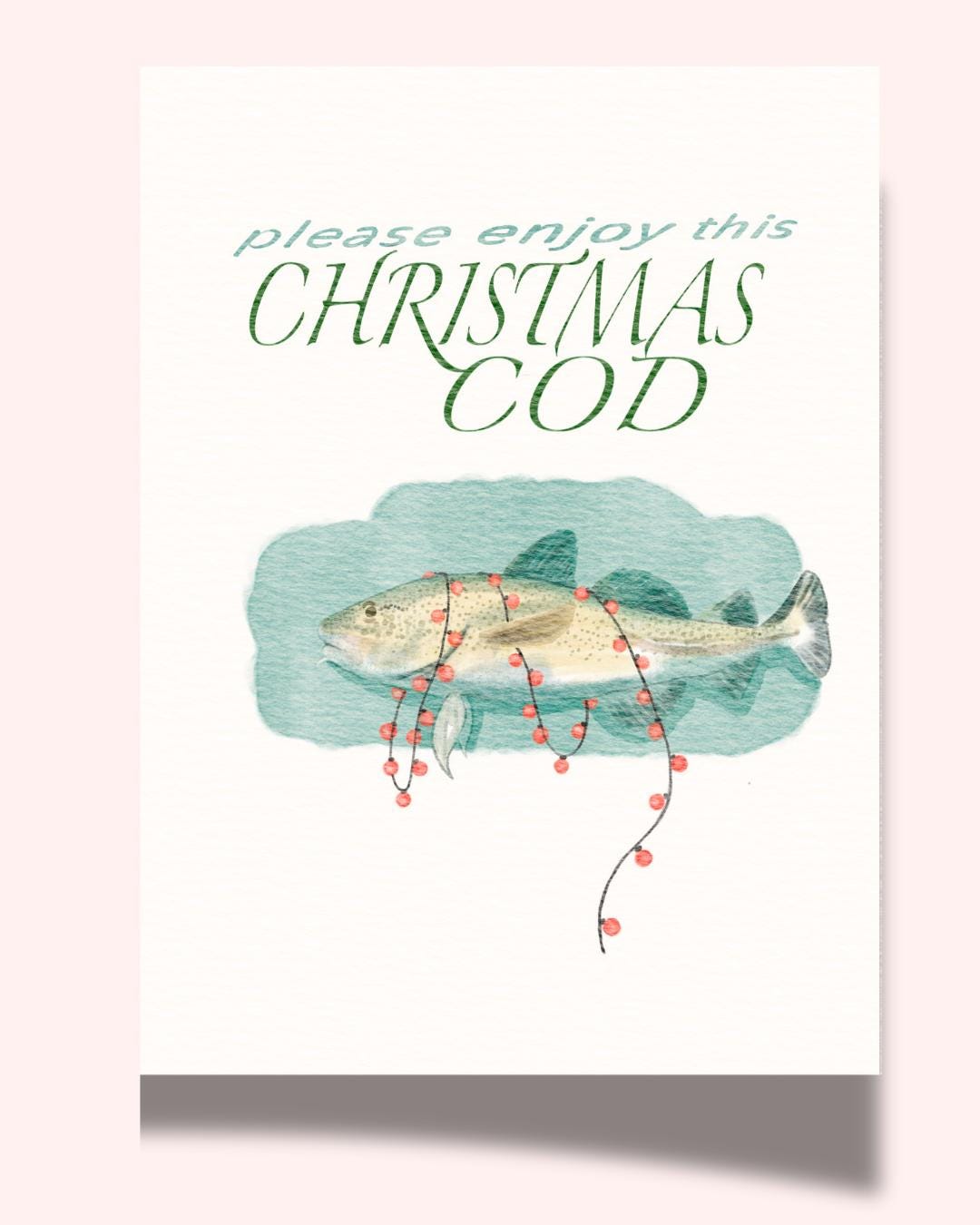 Funny Christmas Cod Card - Pun Holiday Card (printable Digital Download ...