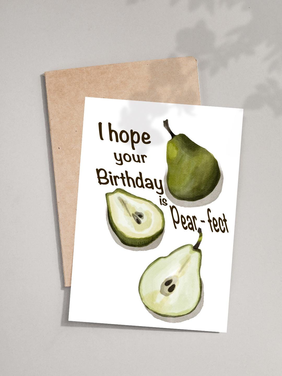 Pear Birthday Card Printable - Cute Fruit Birthday Card - Instant ...
