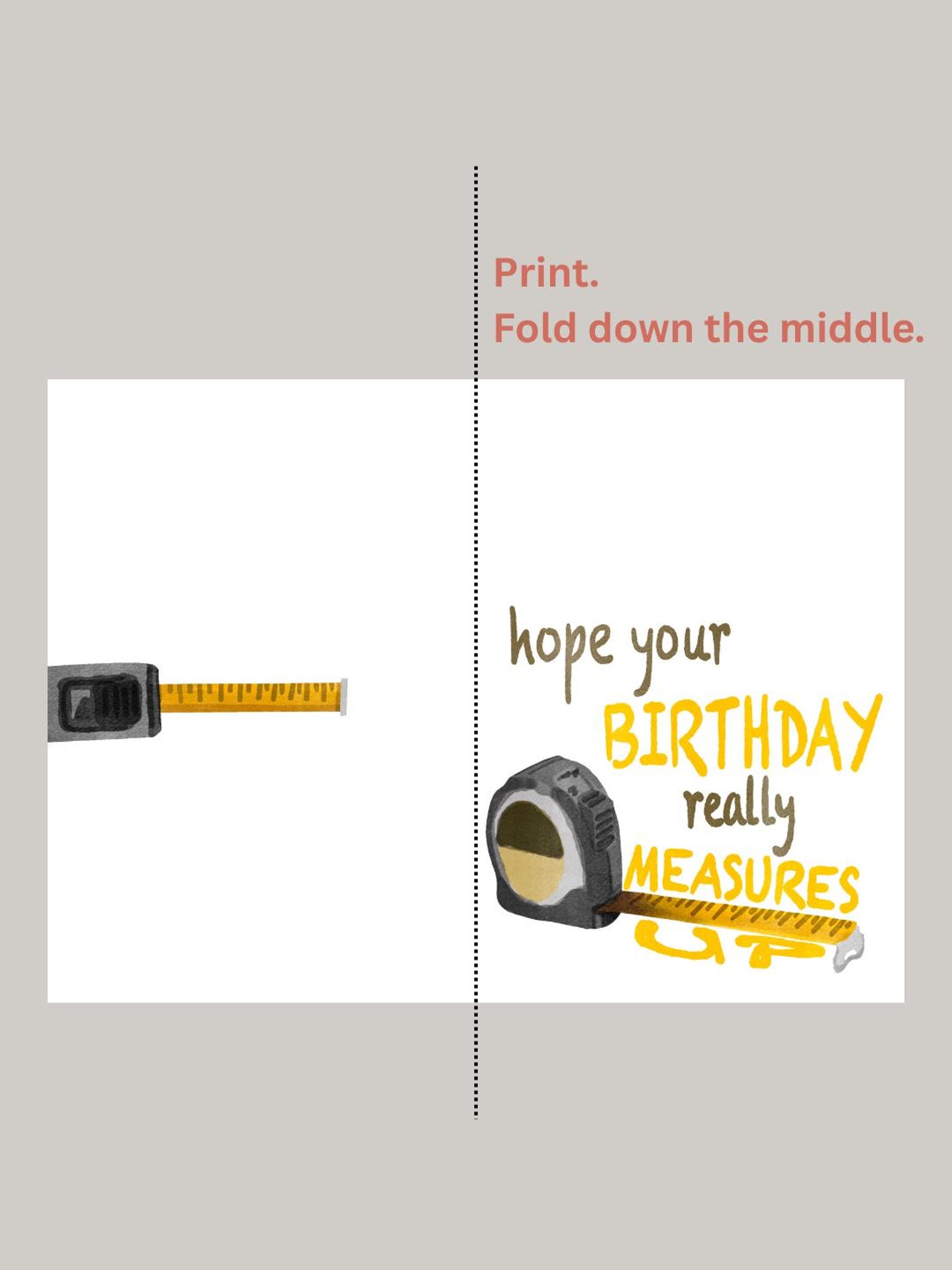 Funny Birthday Card Printable - Measuring Tape Pun Card - Instant ...
