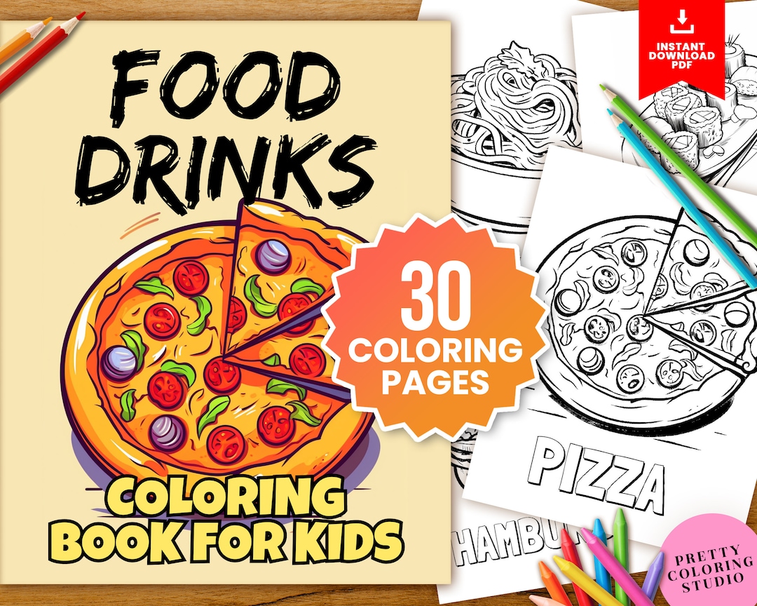Delightful Edibles Coloring Book: Food, Snacks & Drinks - Yummy Art for ...