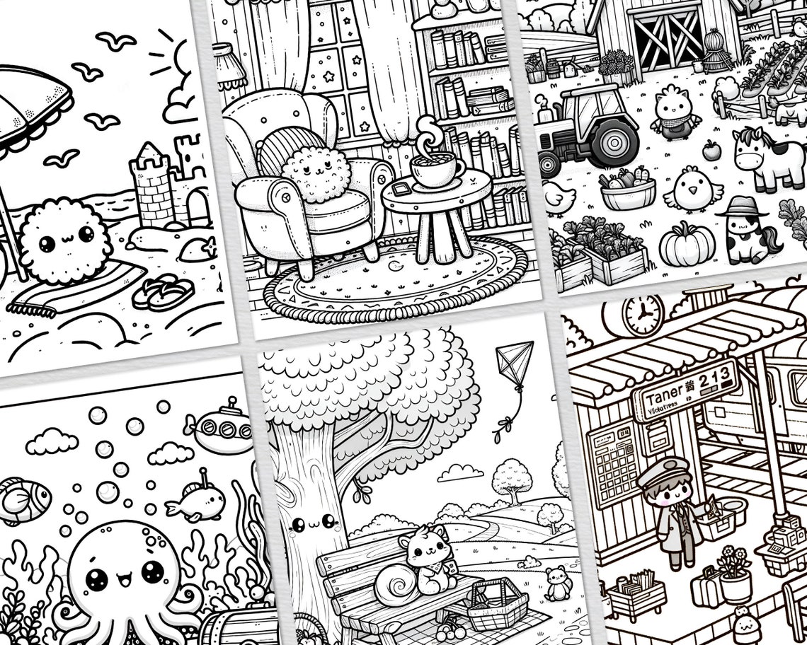 30 Cute Kawaii Coloring Pages for Kids, Fun & Cute Kawaii Coloring Book ...