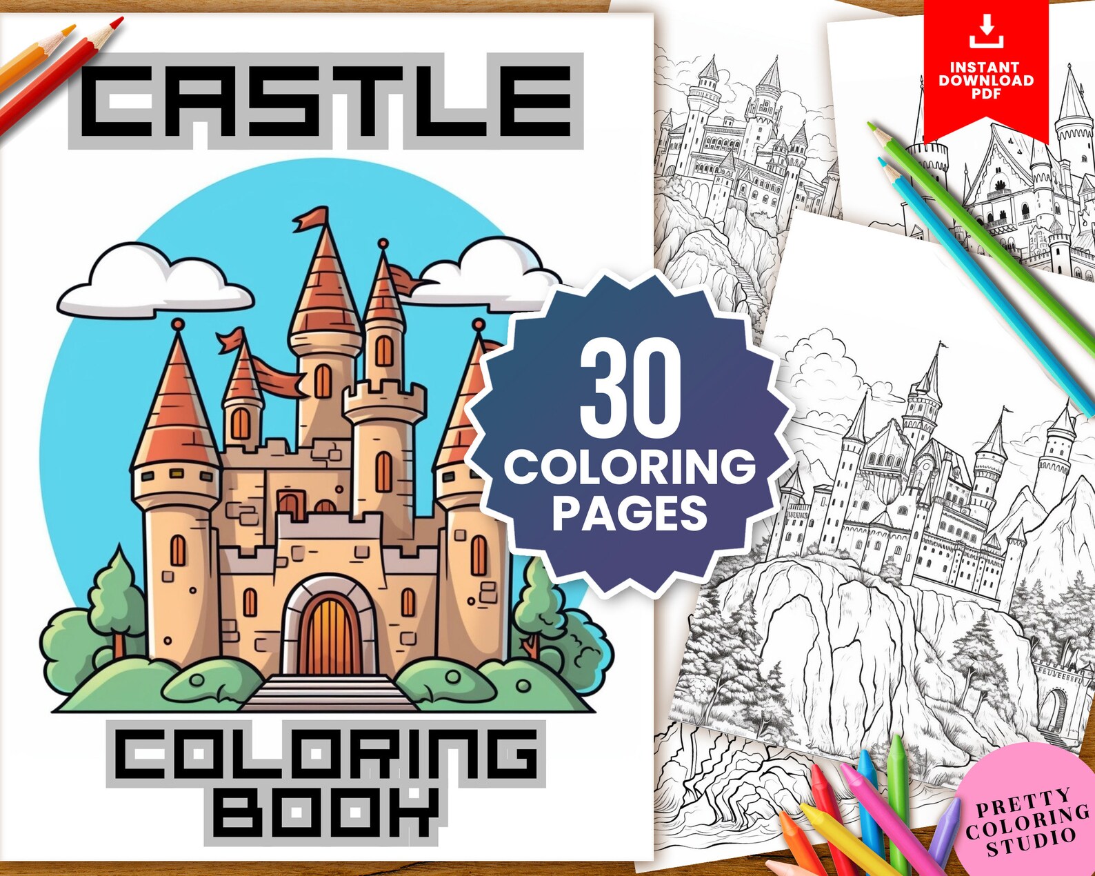 Enchanting Castle Coloring Book: Knight Adventures & Majestic Towers ...