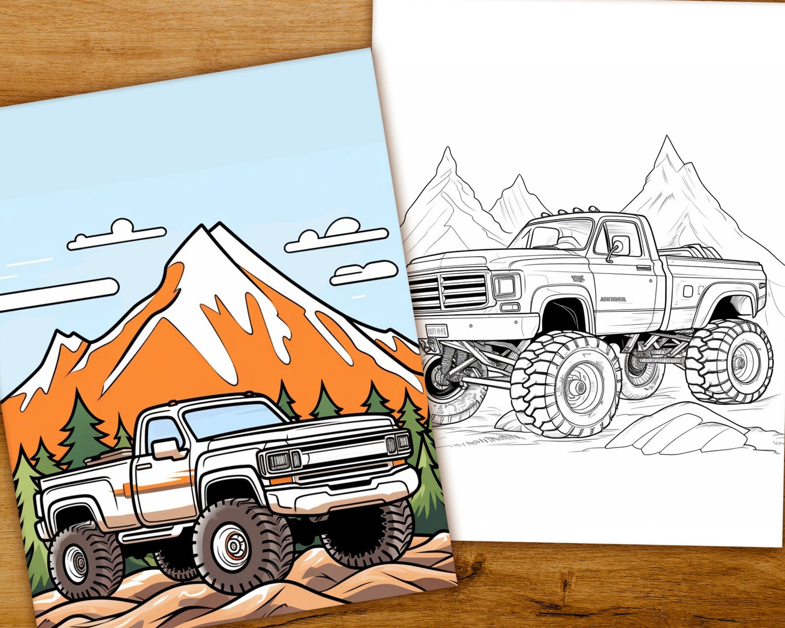 Printable Monster Truck Coloring Book for Kids and Adults - Digital ...
