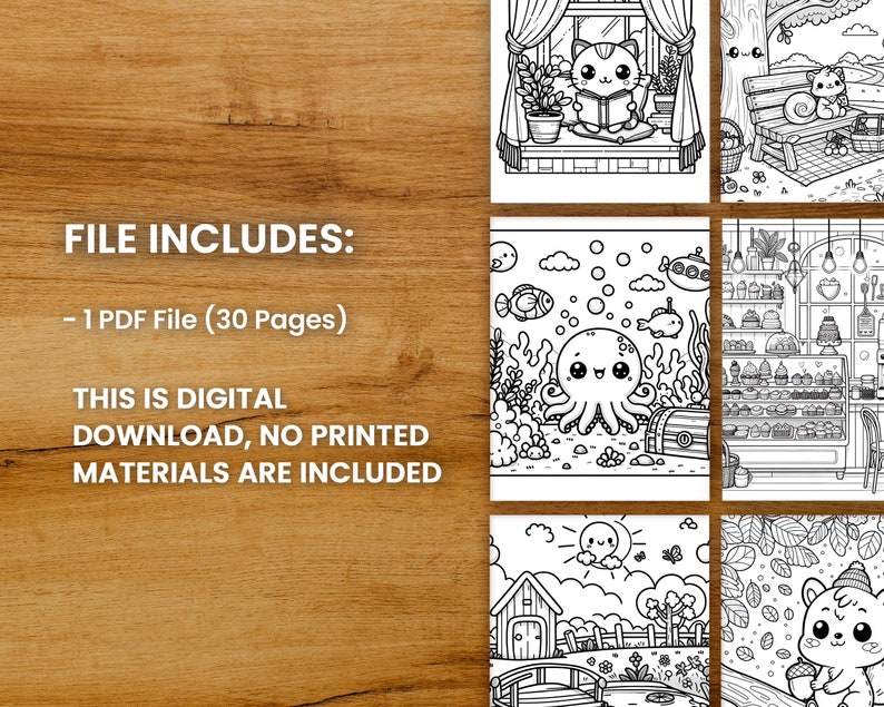 30 Cute Kawaii Coloring Pages for Kids, Fun & Cute Kawaii Coloring Book ...