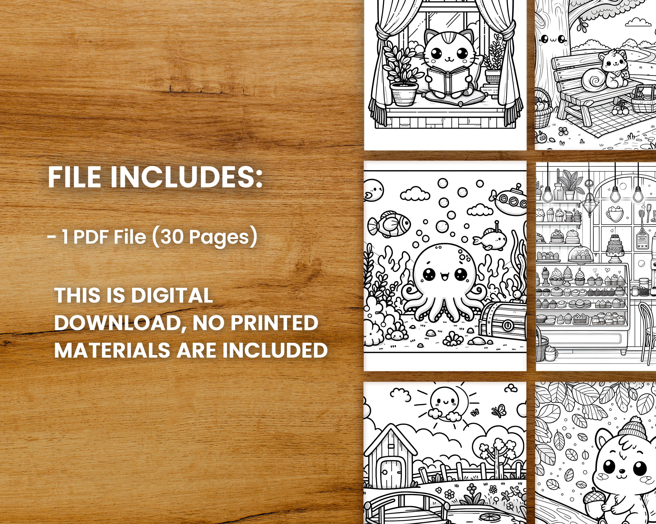 30 Cute Kawaii Coloring Pages for Kids, Fun & Cute Kawaii Coloring Book ...