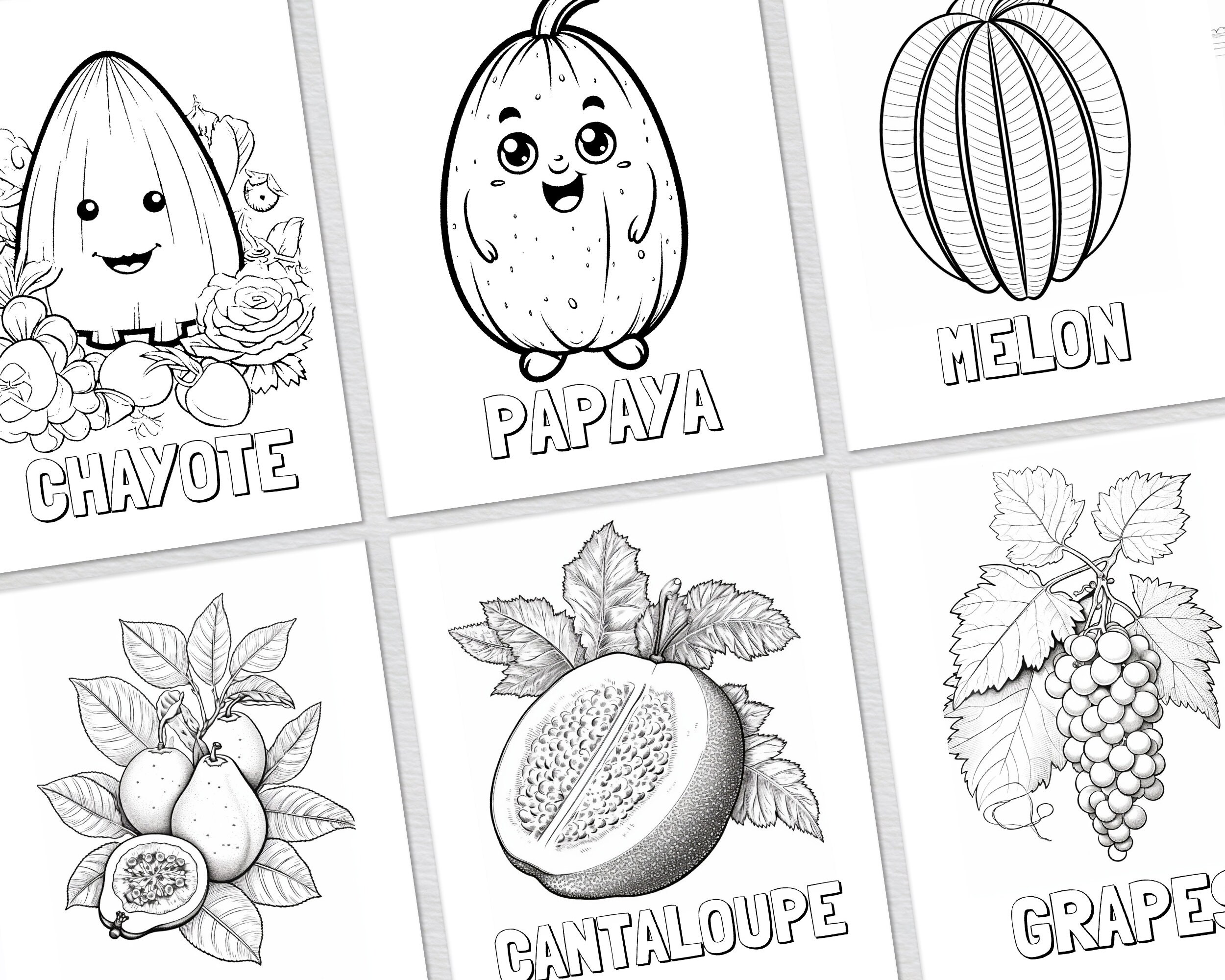Coloring Birthday Bundle: Printable Coloring Pages of Fruits, Plants ...